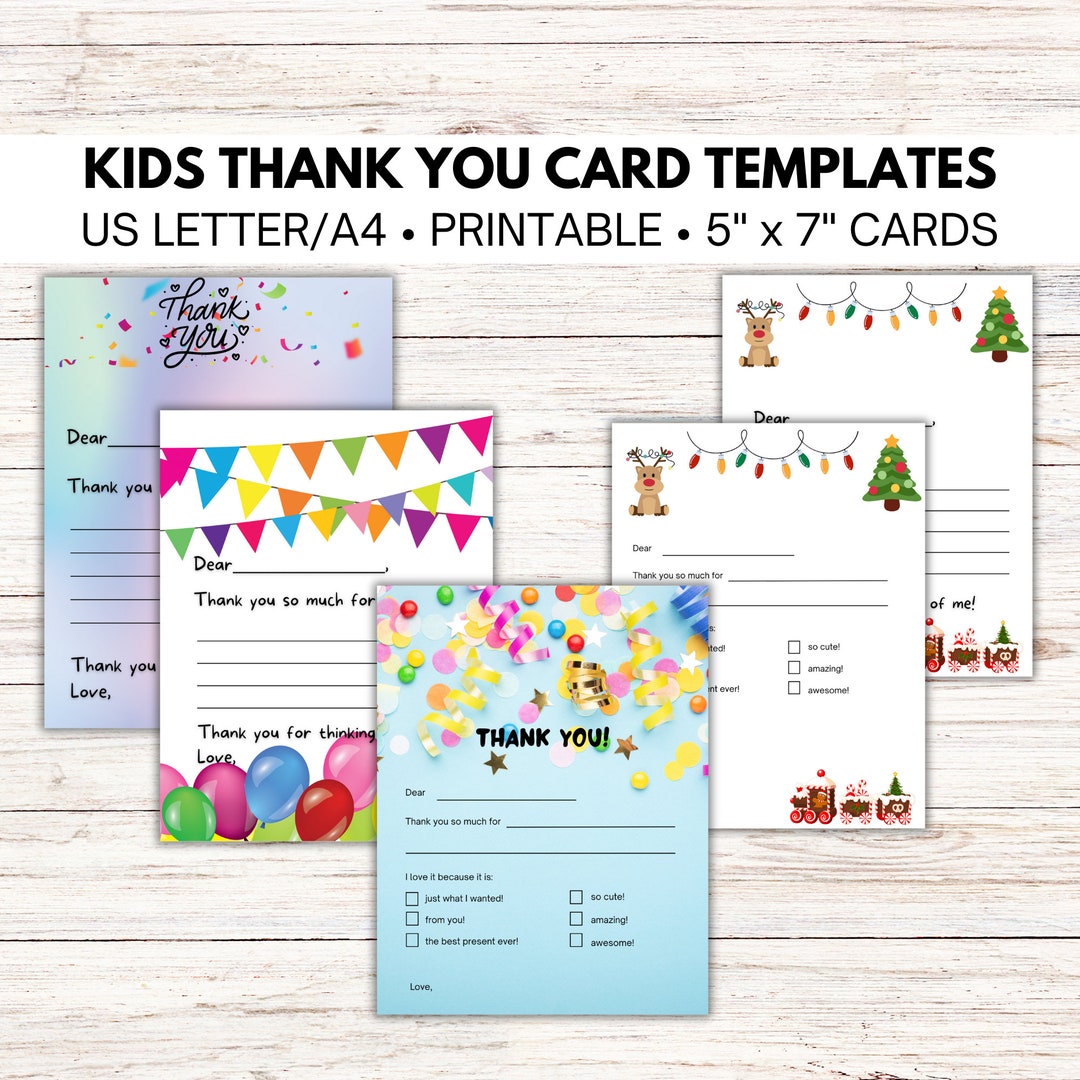 Kids Thank You Note, Birthday Gratitude, Fill in Thank You Note ...
