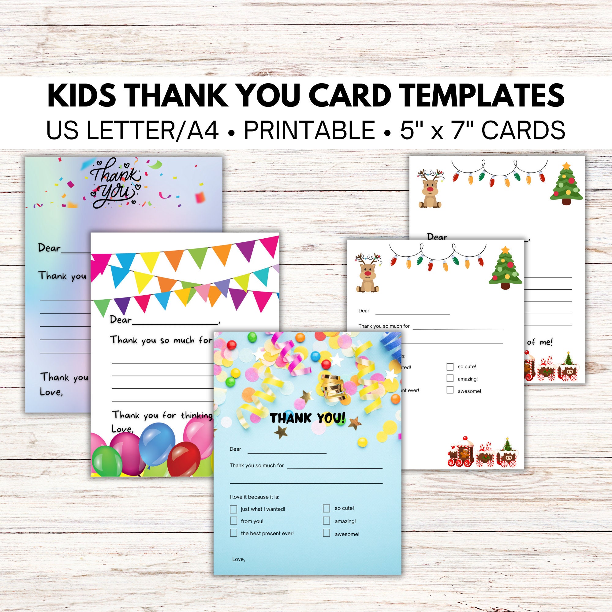 Kids Thank You Note, Birthday Gratitude, Fill in Thank You Note ...