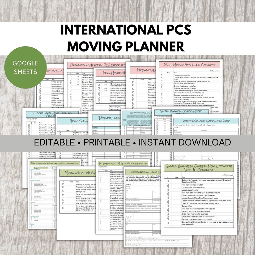 Printable International PCS Moving Planner Moving Checklist - Etsy