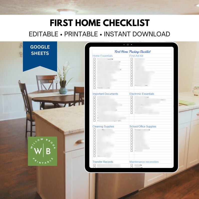 First Home Checklist, Packing Planner, New House to Do List, Printable ...