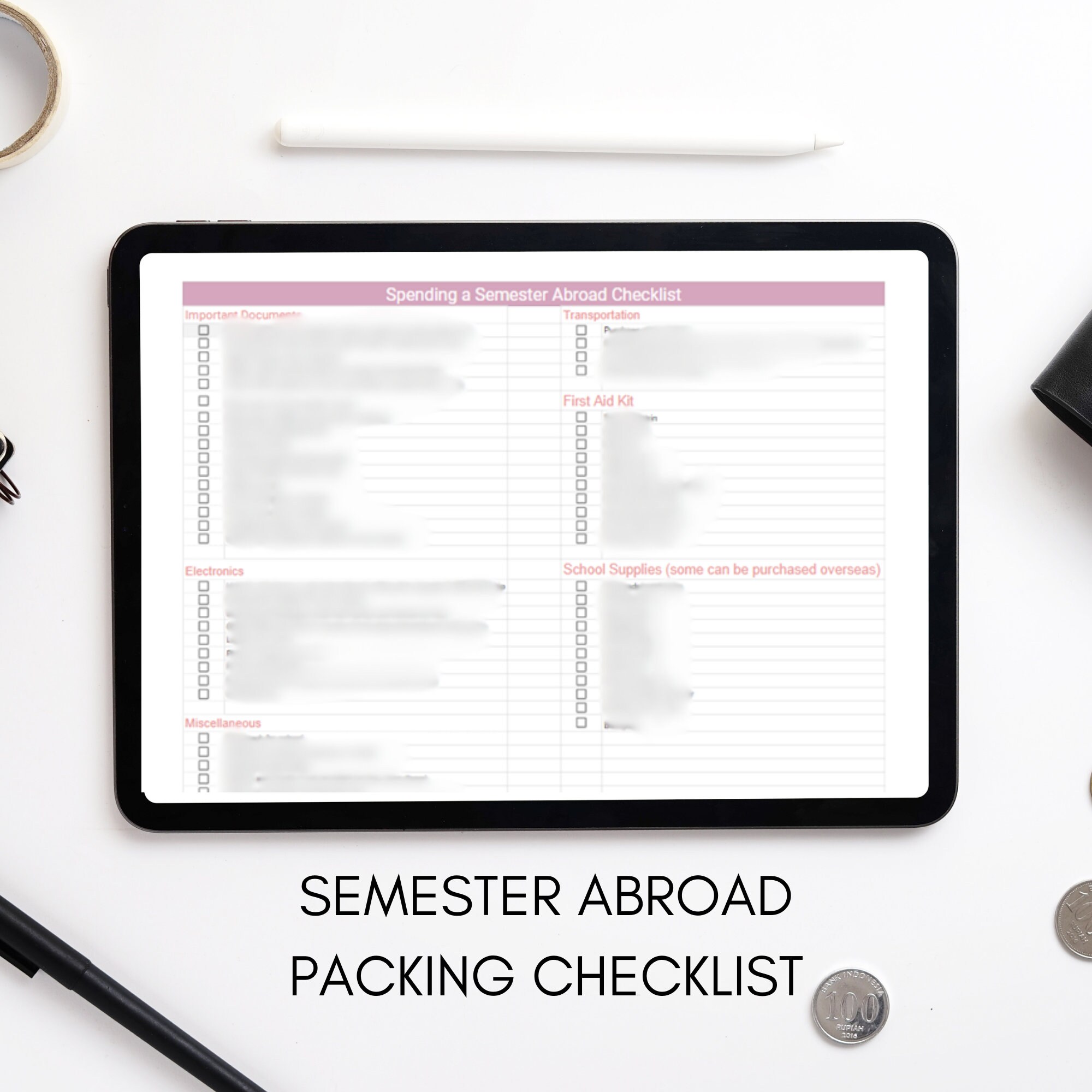 College Study Abroad Packing List, Editable in Google Sheets ...