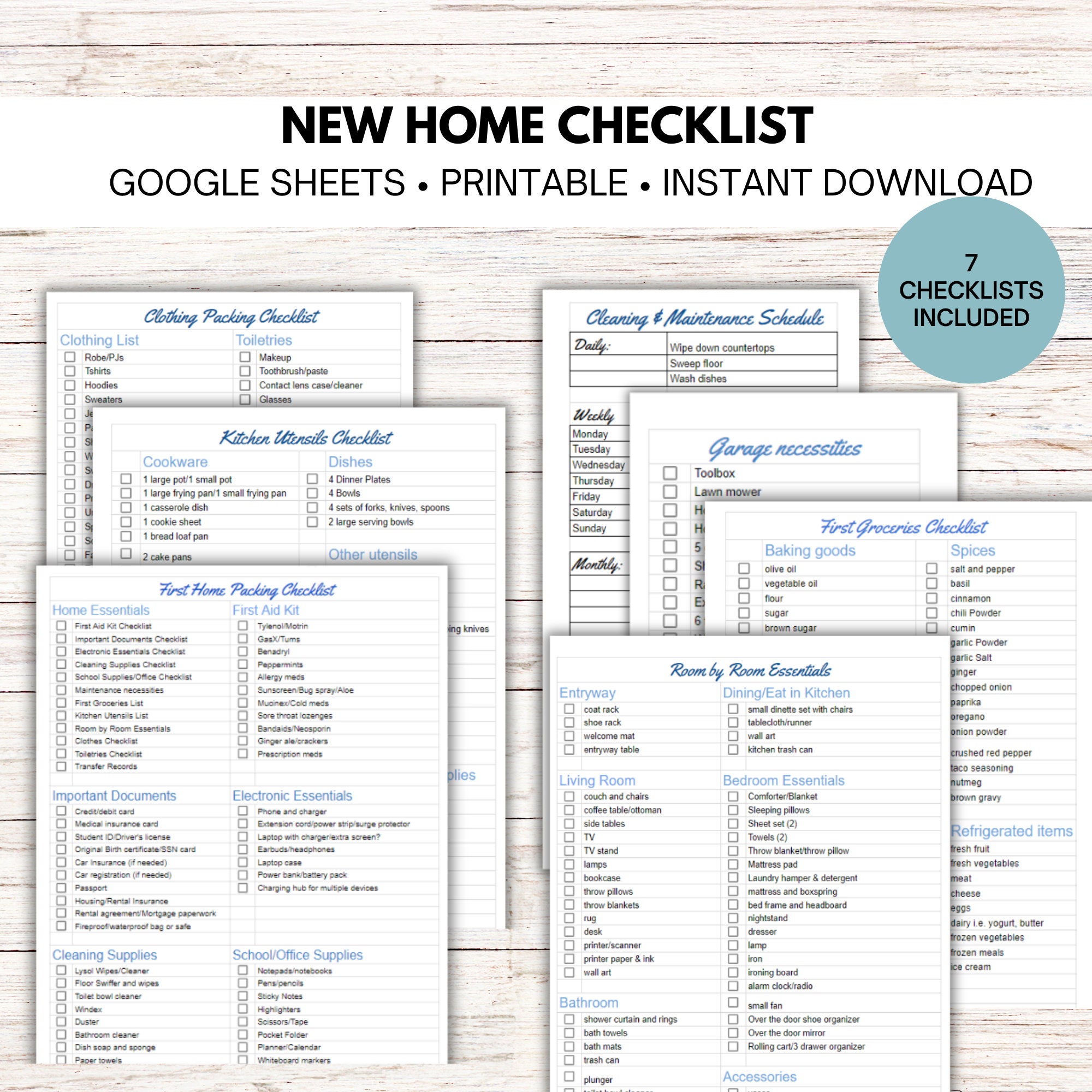 First Home Checklist, Packing Planner, New House to Do List, Printable ...
