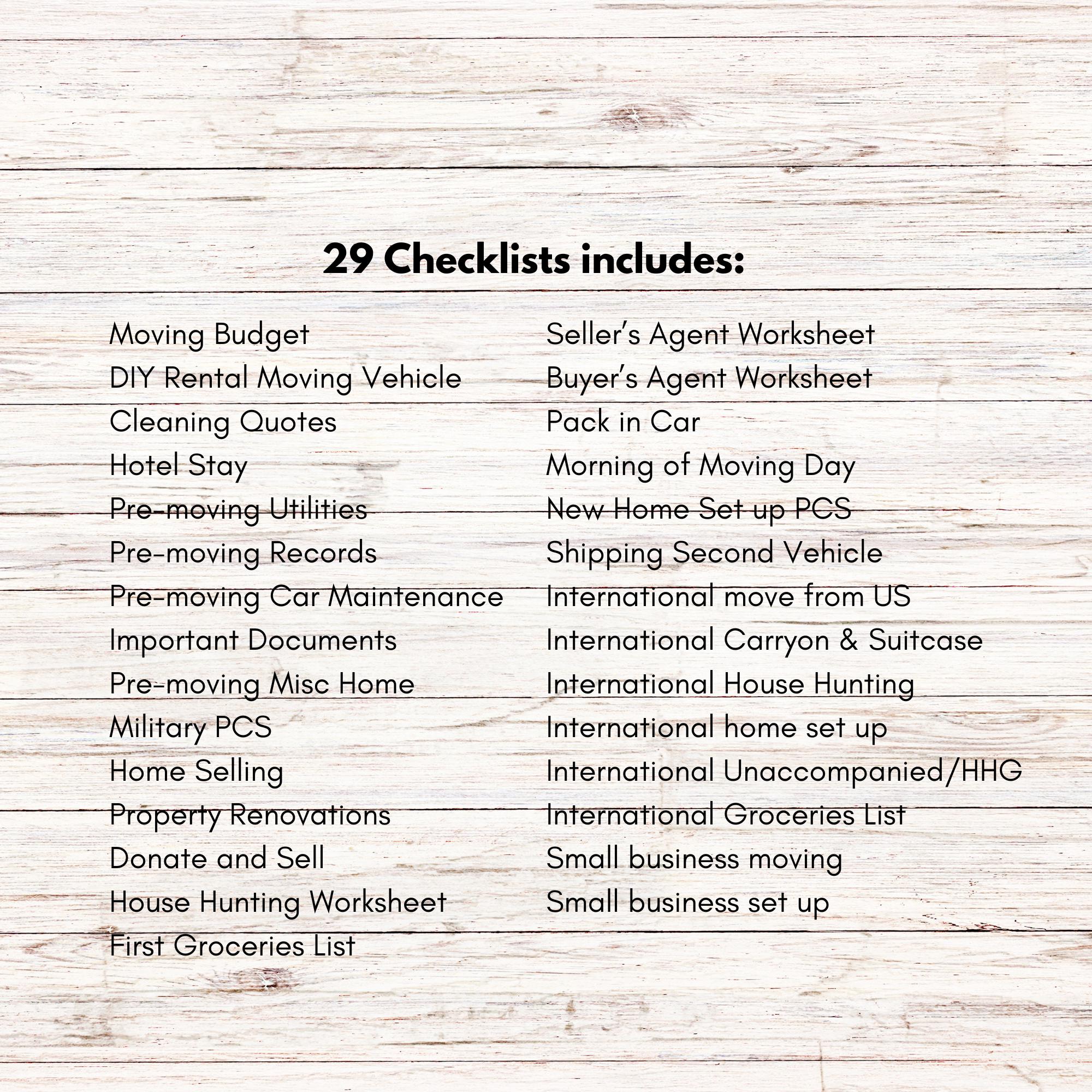 PCS Moving Checklist Binder Printable, CONUS and International Moving ...