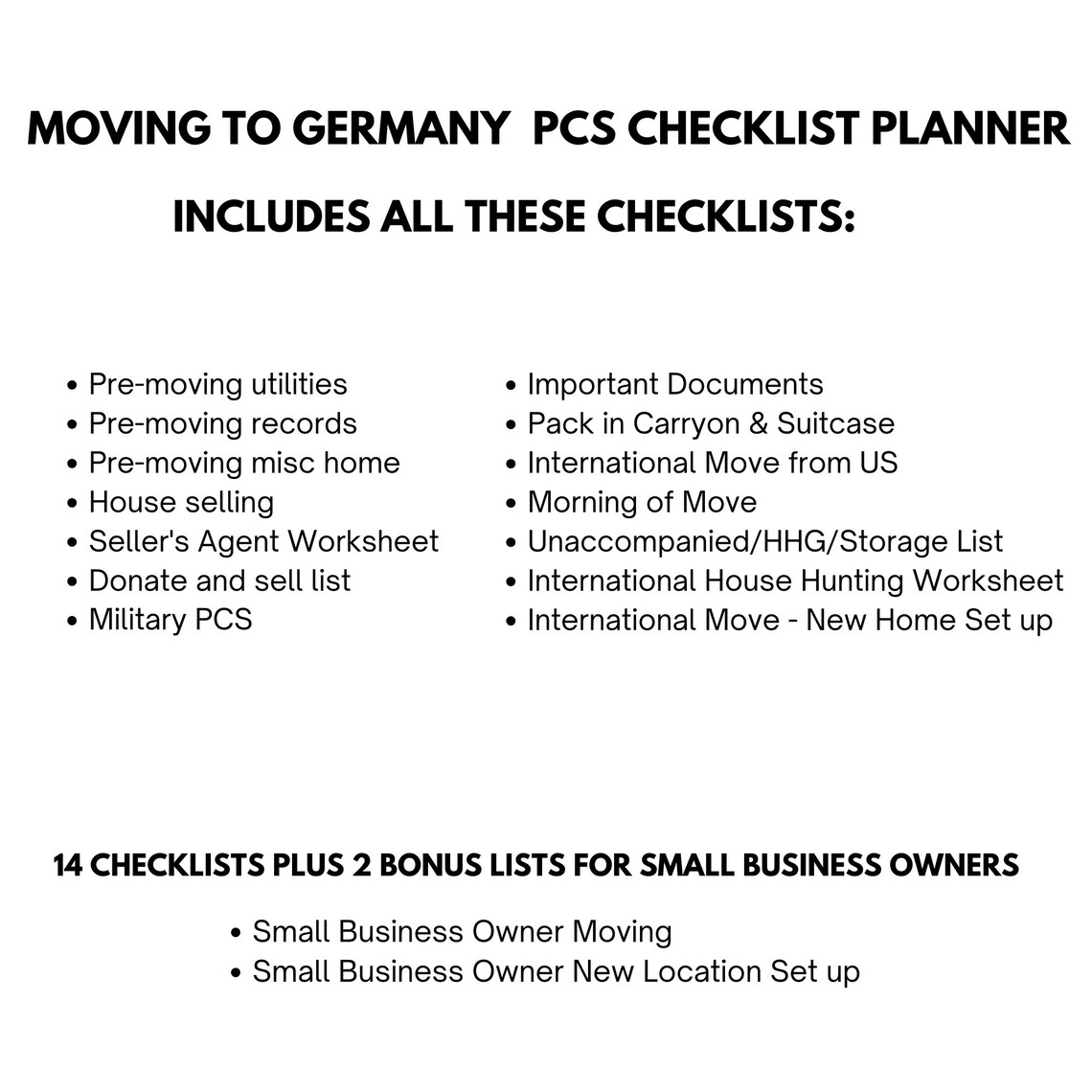 Moving to Germany PCS Checklist Planner, Overseas Move Packing List - Etsy