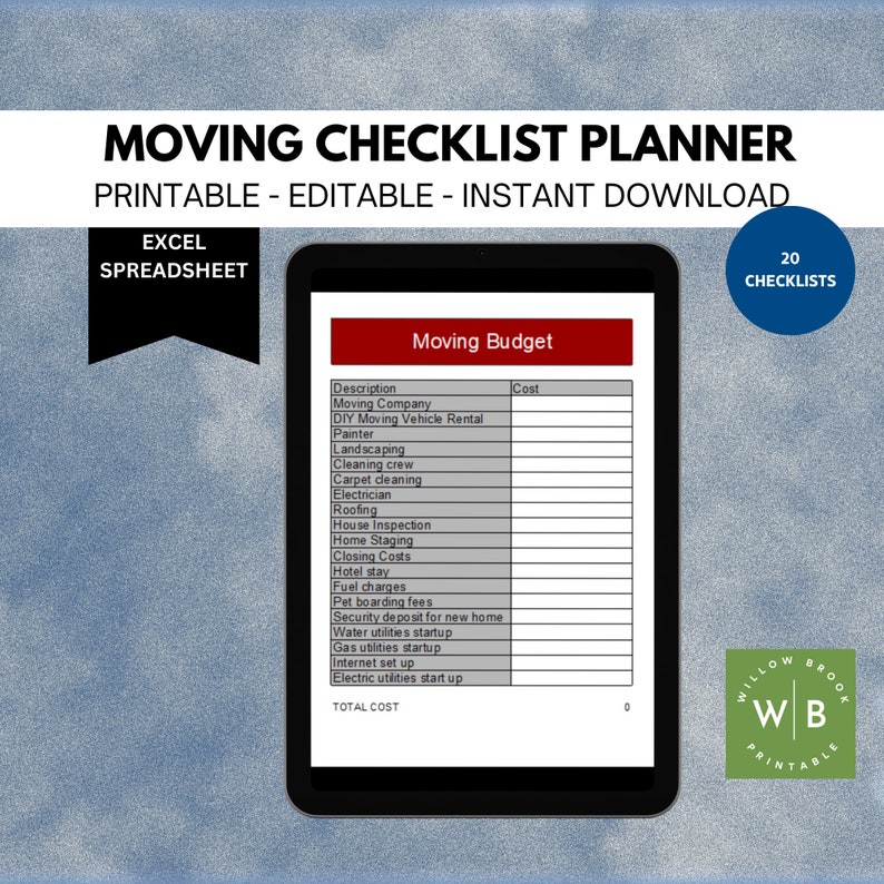 Moving Checklist Planner, MS Excel, Relocation Guide, Packing Tips - Etsy