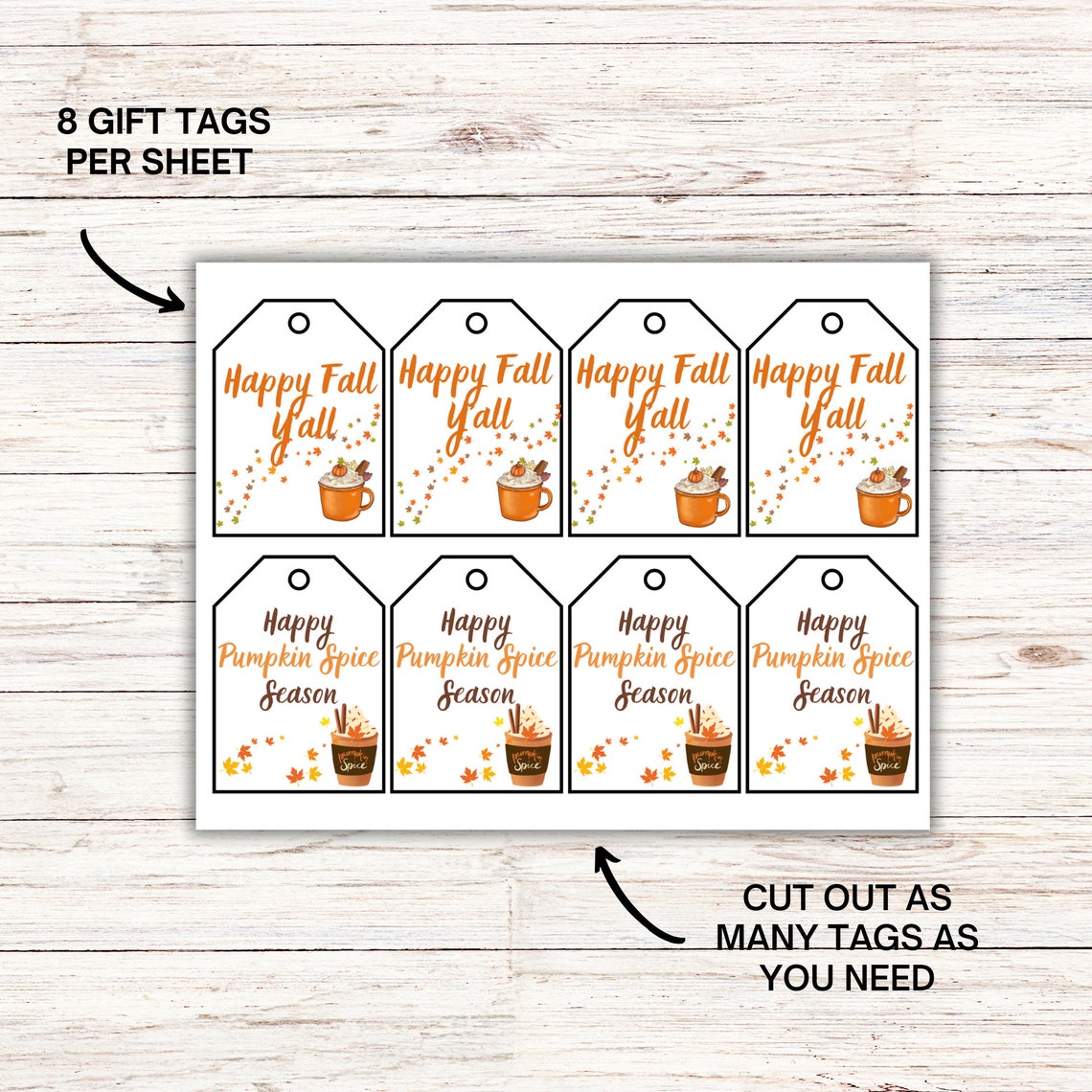 Happy Fall Y'all Gift Tags, Printable Pumpkin Spice Autumn Tags, Fall ...