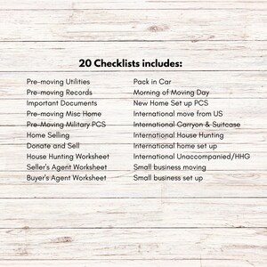 PCS Moving Checklist Binder Printable, CONUS and International Moving ...