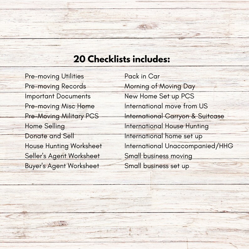 PCS Moving Checklist Binder Printable, CONUS and International Moving ...