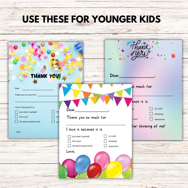 Kids Thank You Note, Birthday Gratitude, Fill in Thank You Note ...