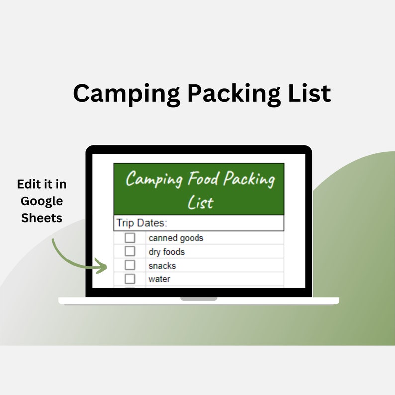 Tent Camping Packing Checklist, Google Sheets, Outdoor Recreation ...