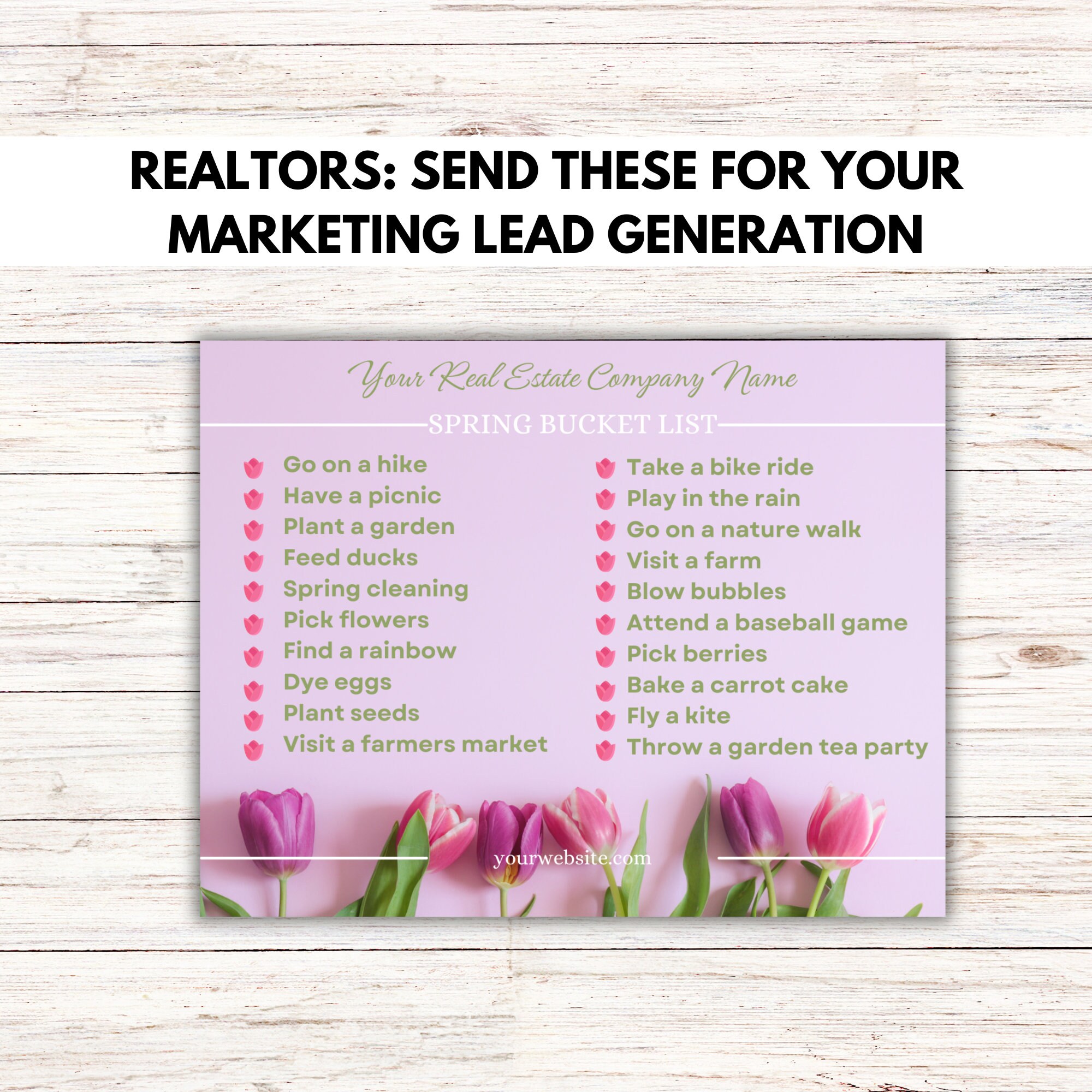 Spring Realtor Marketing Postcard, Real Estate Agent Bucket List Mailer ...