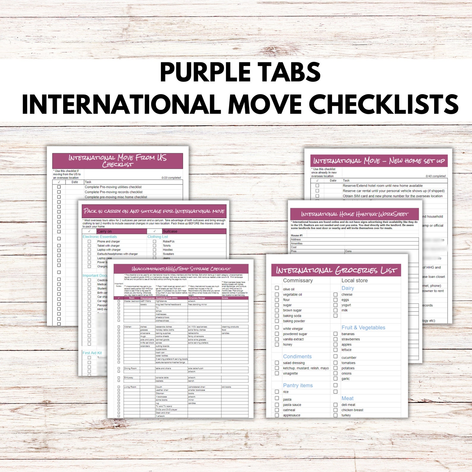 PCS Moving Checklist Binder Printable, CONUS and International Moving ...