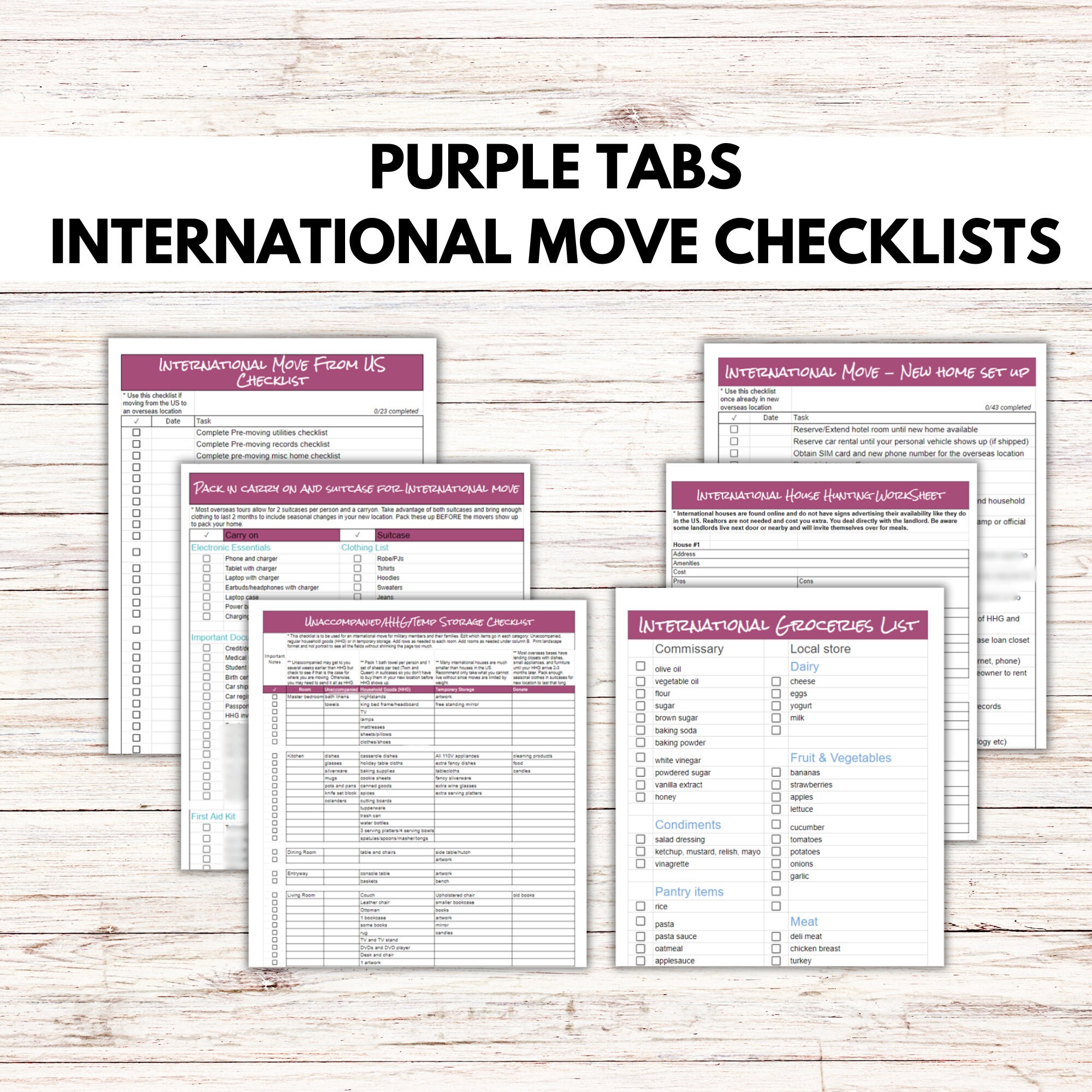 PCS Moving Checklist Binder Printable, CONUS and International Moving ...