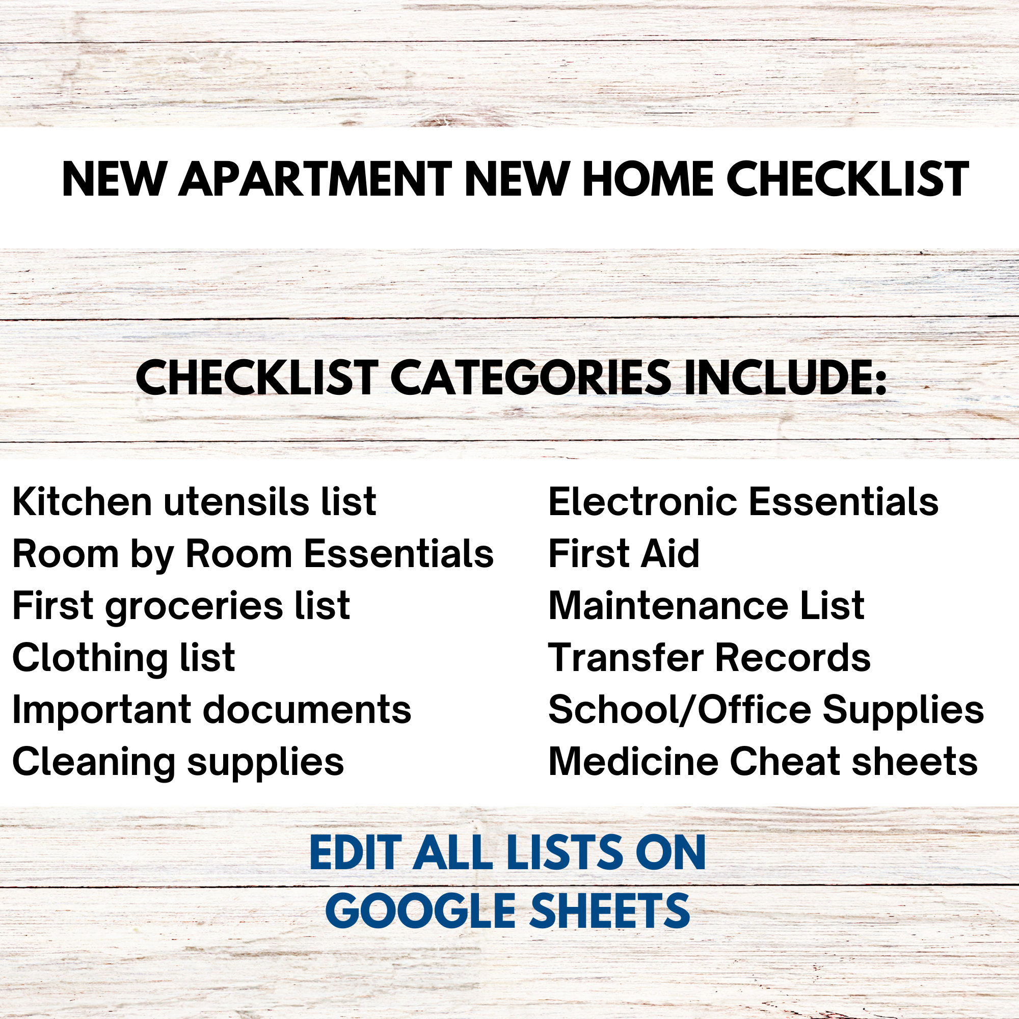 New Home Apartment Checklist, Moving Checklist, Packing List, Google ...