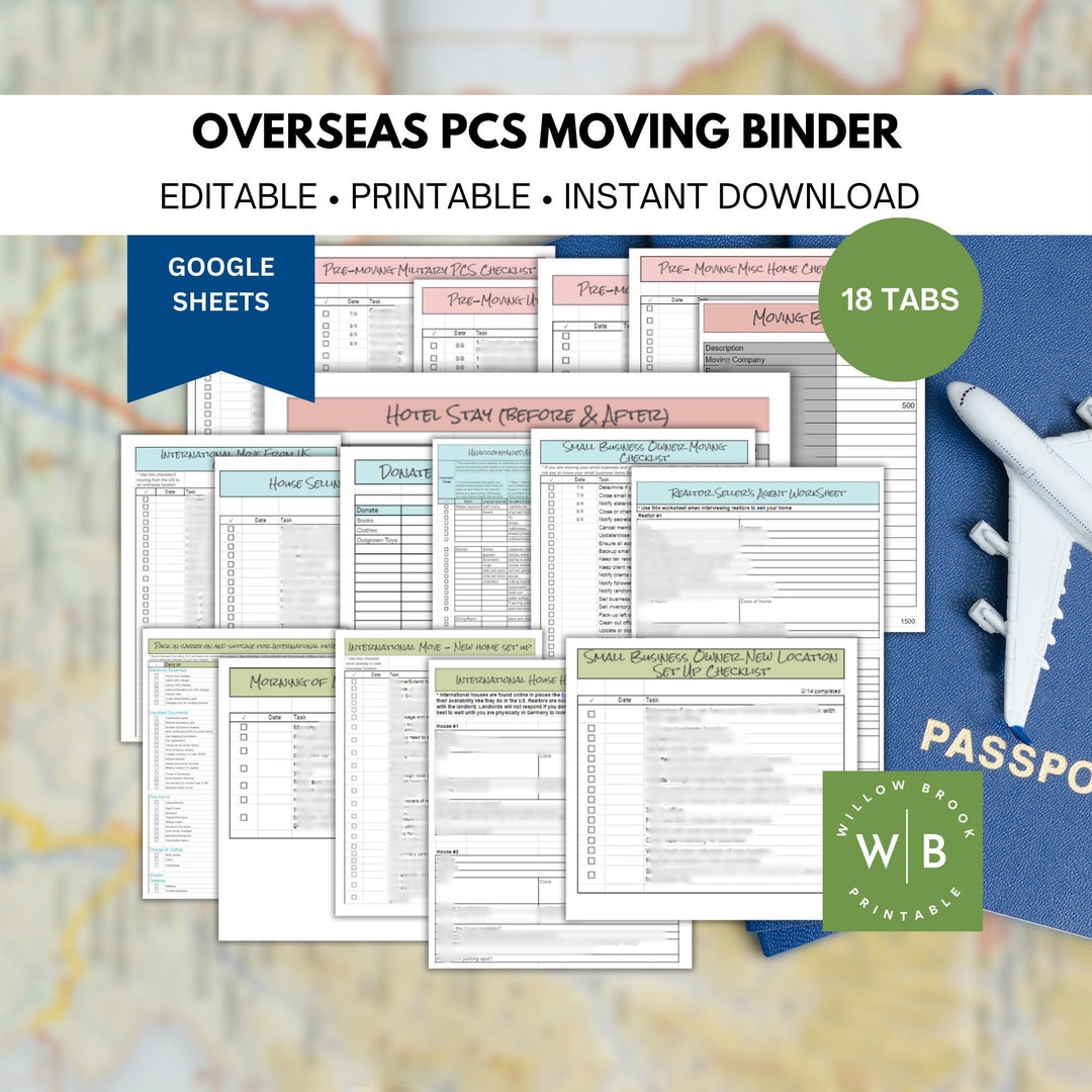 Moving Overseas PCS Binder, Editable Military Relocation Packing ...