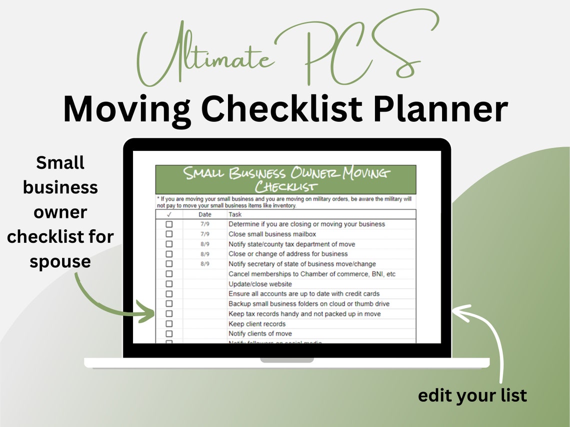 PCS Moving Checklist Binder Printable, CONUS and International Moving ...