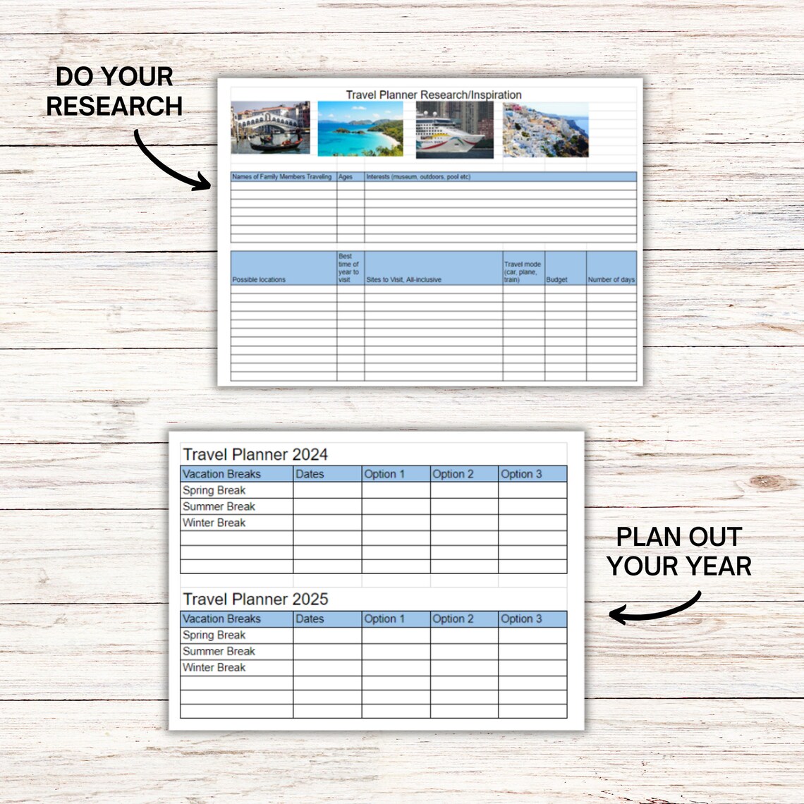 Digital Vacation Travel Planner Template, Printable Itinerary for ...