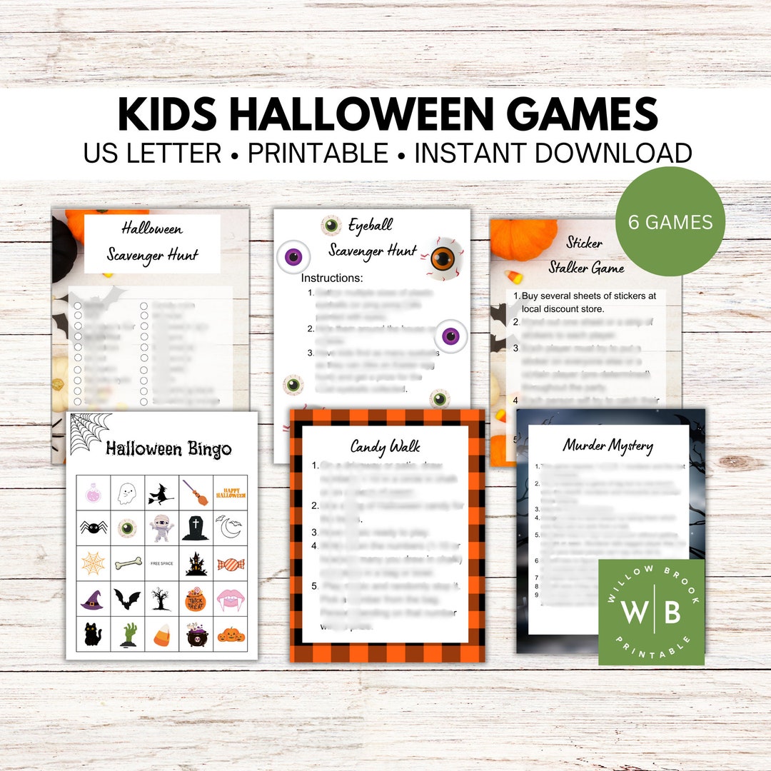 Kids Halloween Games Bundle, Printable Activities, Family Games - Etsy