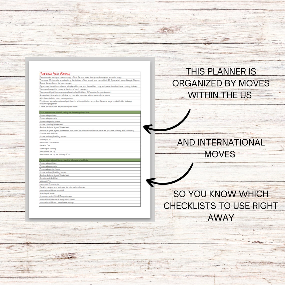 PCS Moving Checklist Binder Printable, CONUS and International Moving ...