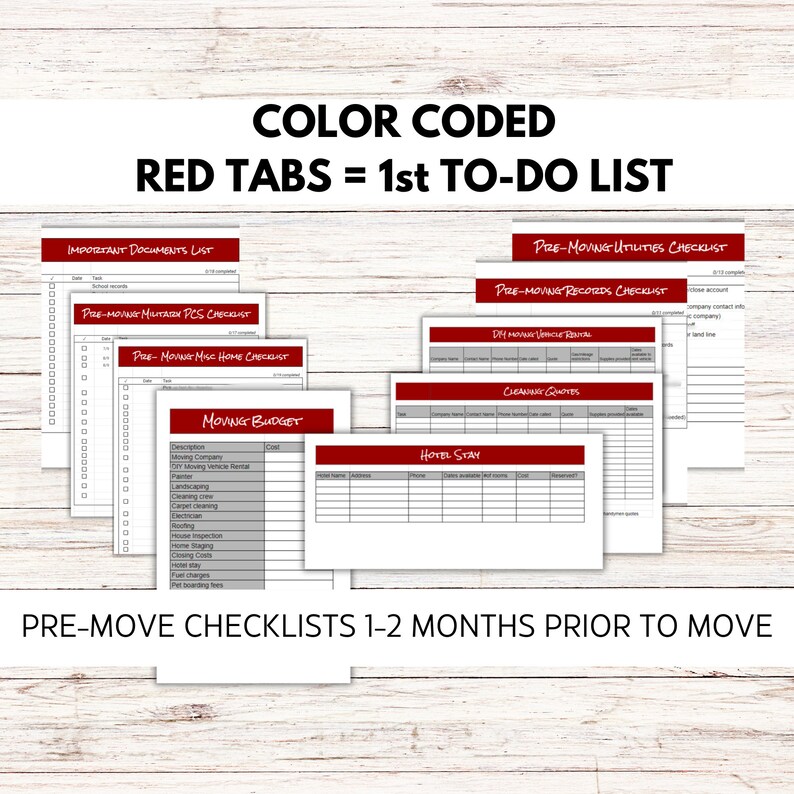 PCS Moving Checklist Binder Printable, CONUS and International Moving ...
