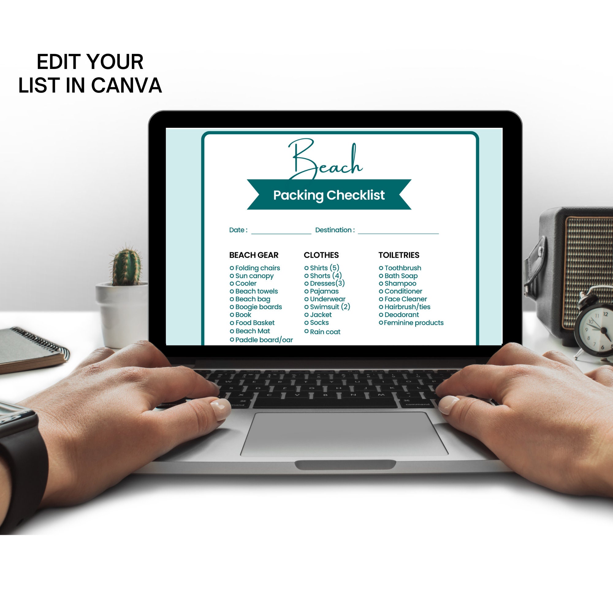 Beach Packing Checklist, Edit in Canva, Summer Vacation Packing List - Etsy