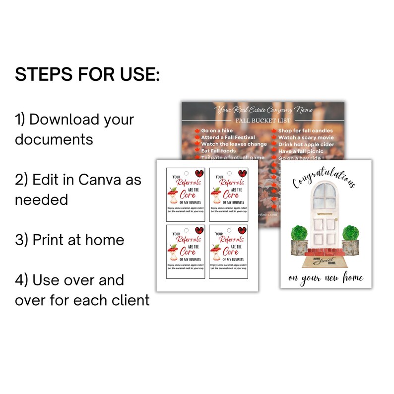 Realtor Fall Marketing Bundle, Real Estate Postcard, Referral Gift Tag ...