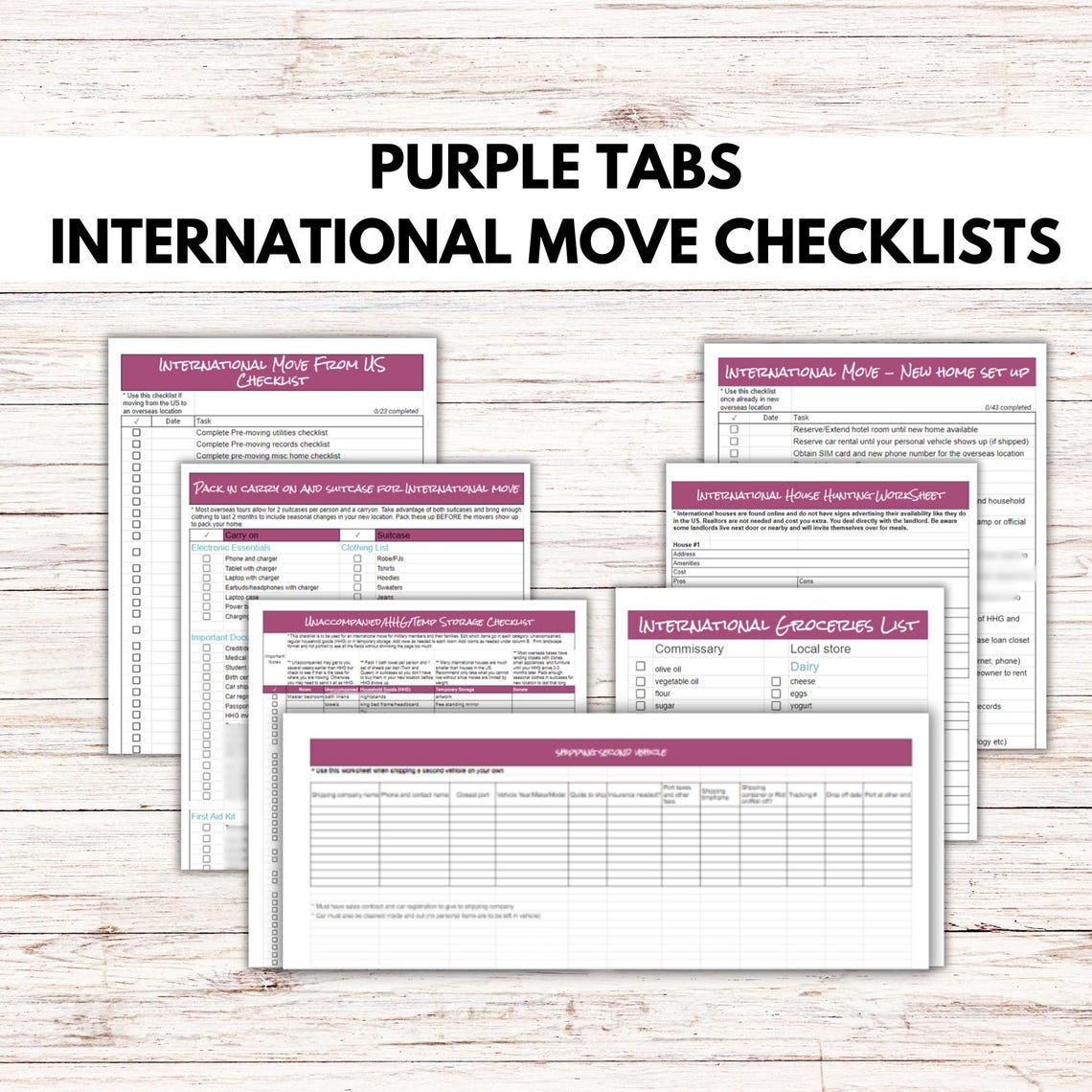 PCS Moving Checklist Binder Printable, CONUS and International Moving ...