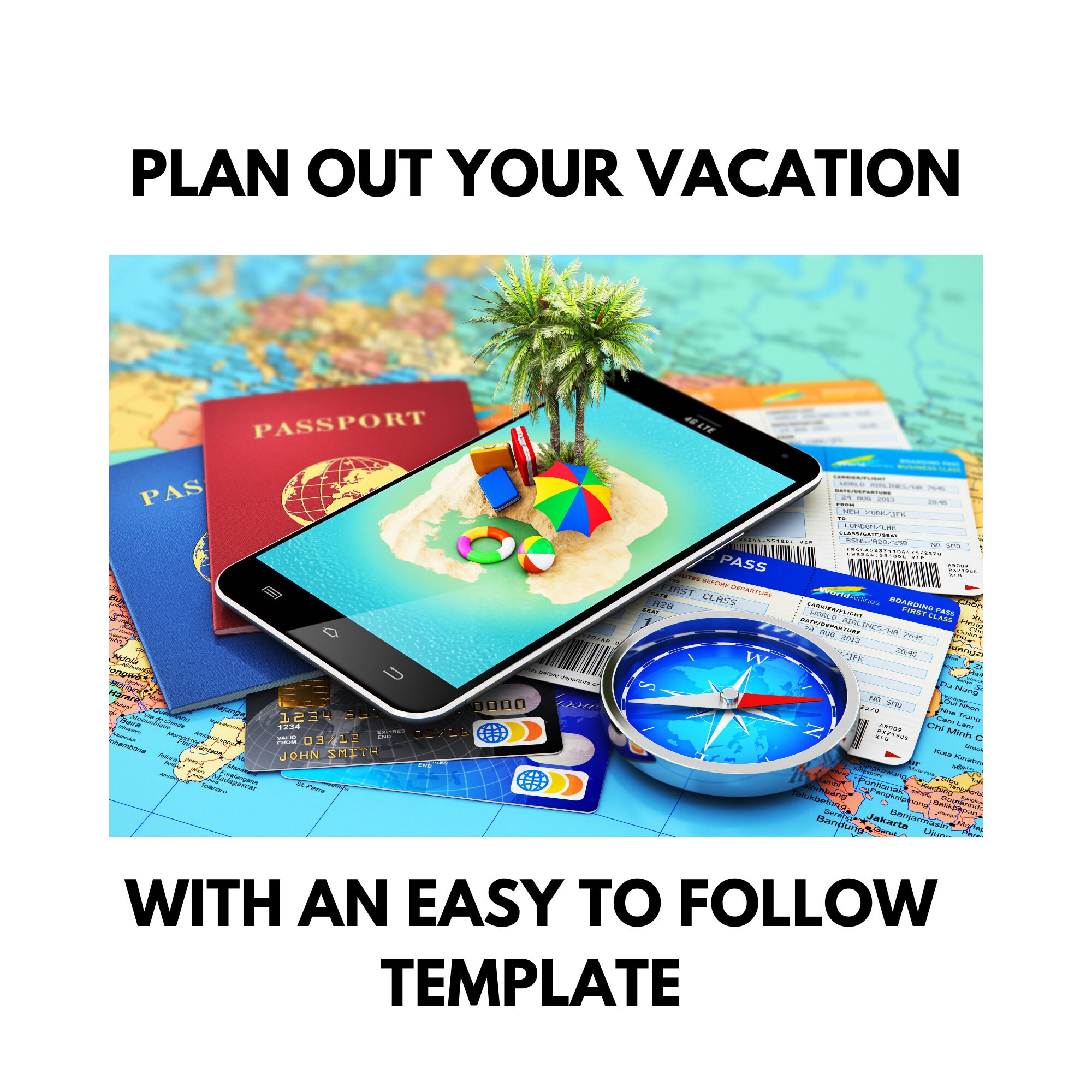Digital Vacation Travel Planner Template, Printable Itinerary for ...
