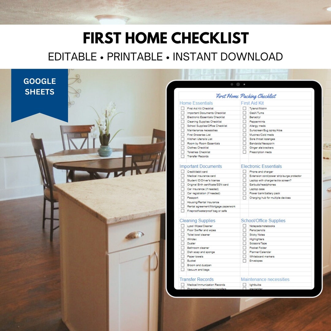 First Home Checklist, Packing Planner, New House to Do List, Printable ...