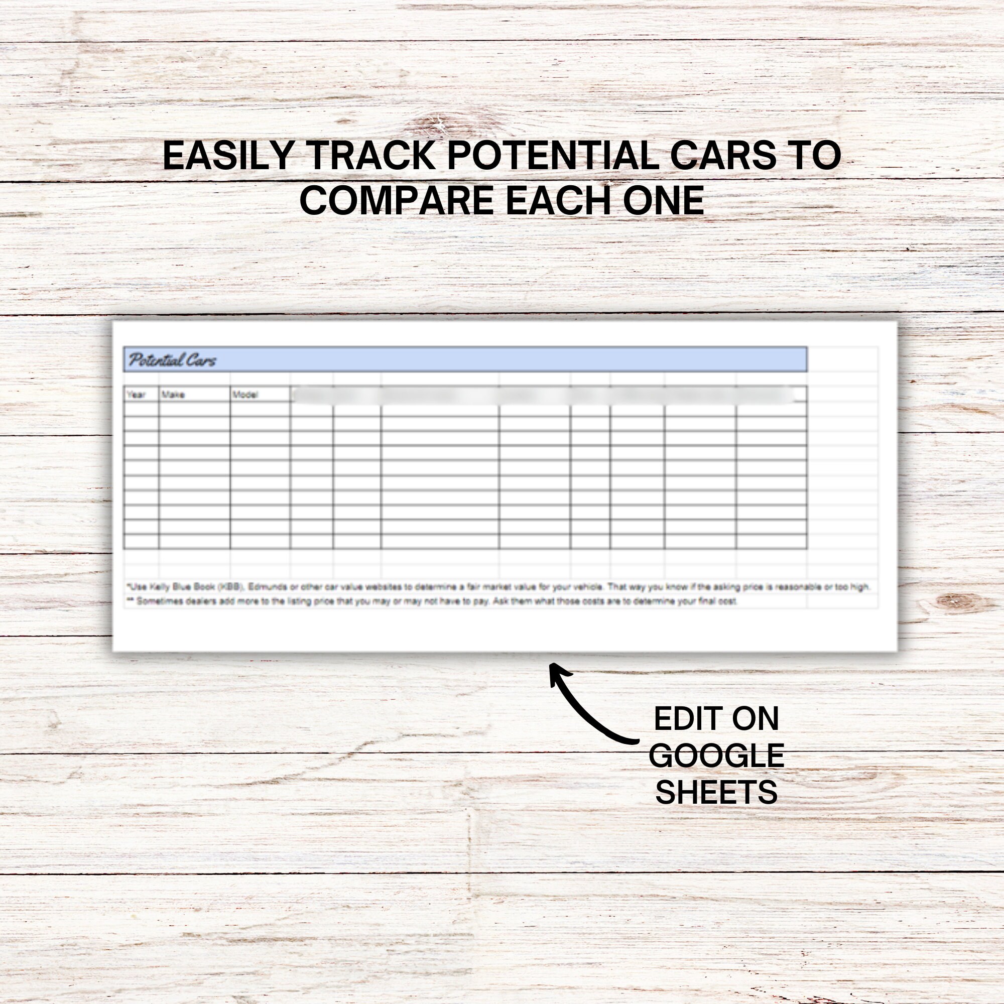 Buying a Used Car Checklist, Auto Dealer, Printable Budget Tracker and ...