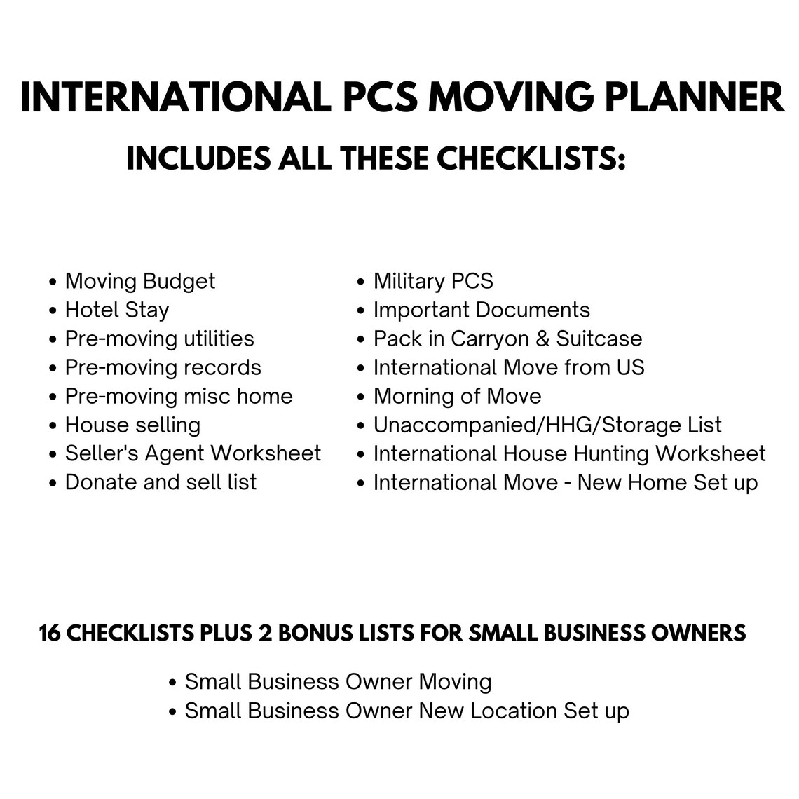 International PCS Moving Planner, Moving Abroad Relocation Checklist ...