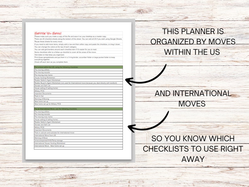 PCS Moving Checklist Binder Printable CONUS and International - Etsy ...