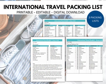 International Packing List Printable Packing List Travel - Etsy