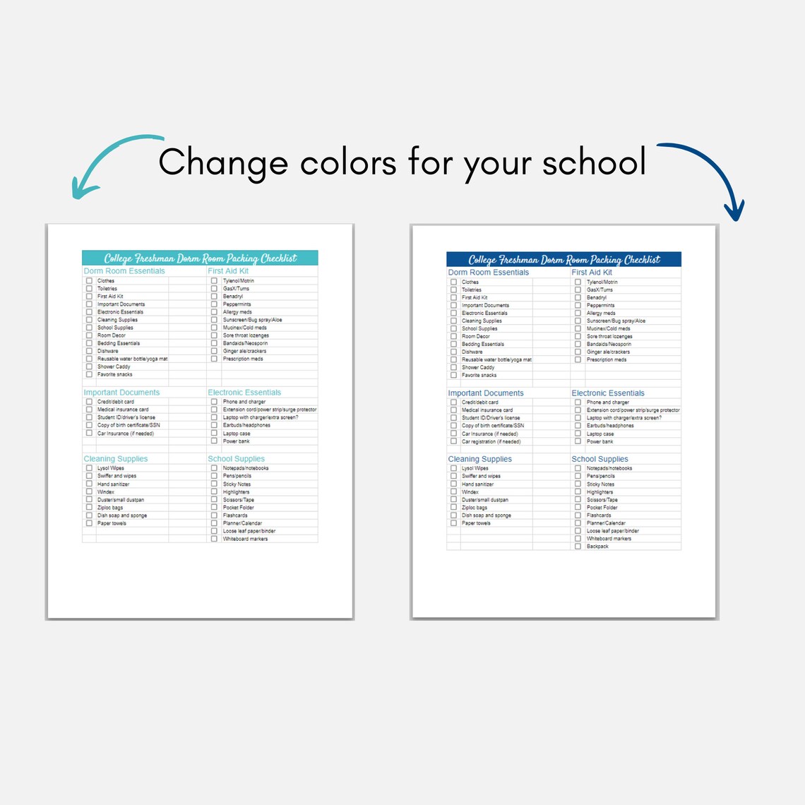 College Student Dorm Room Packing Checklist, Editable in Google Sheets ...