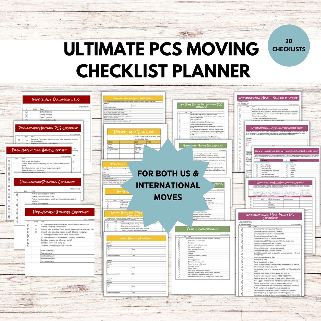 PCS Moving Checklist Binder Printable CONUS and International - Etsy