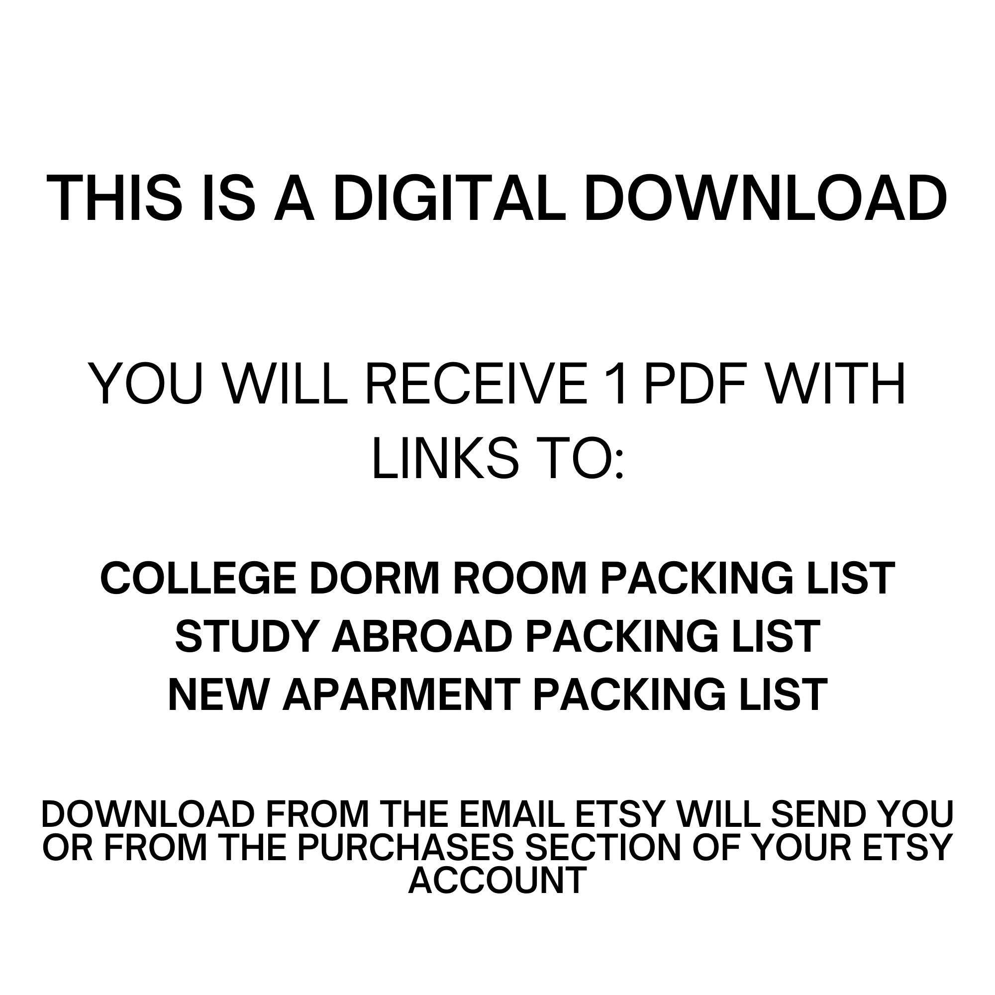 College Student Moving Bundle, Dorm Room, First Apartment, Study Abroad ...