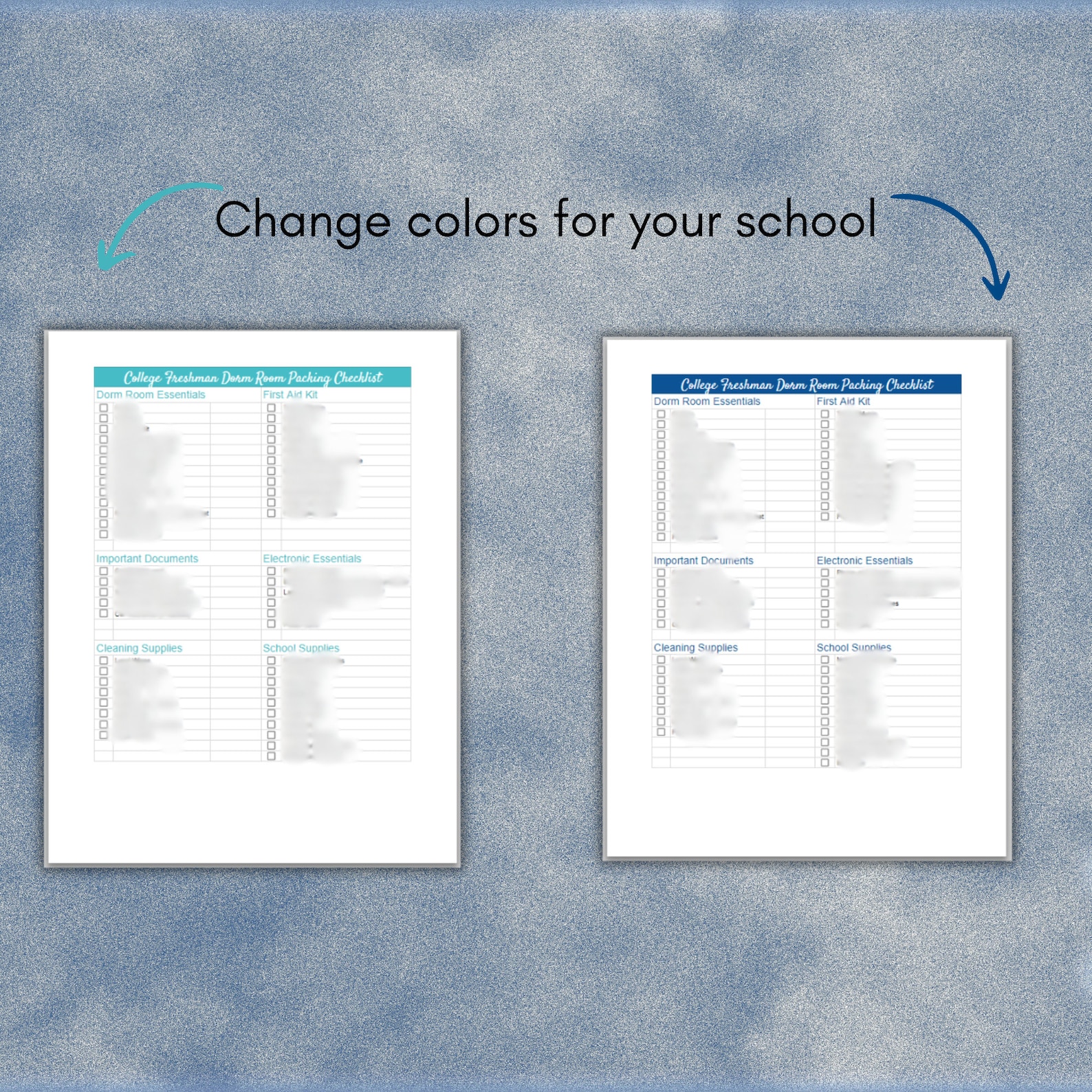 College Freshman Dorm Room Packing List, Printable Checklist, Excel ...