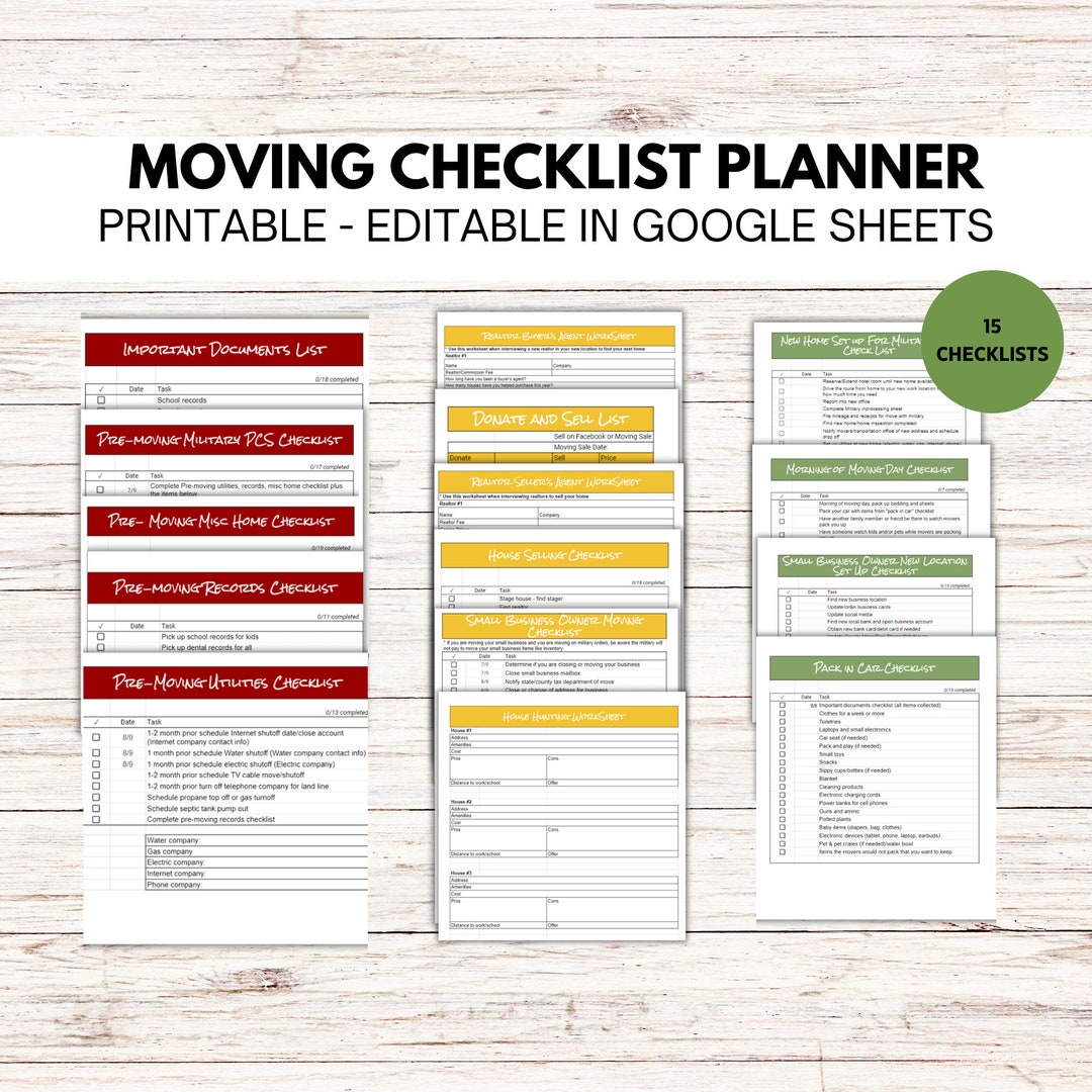 Military Moving Planner Printable Moving Checklist Editable - Etsy