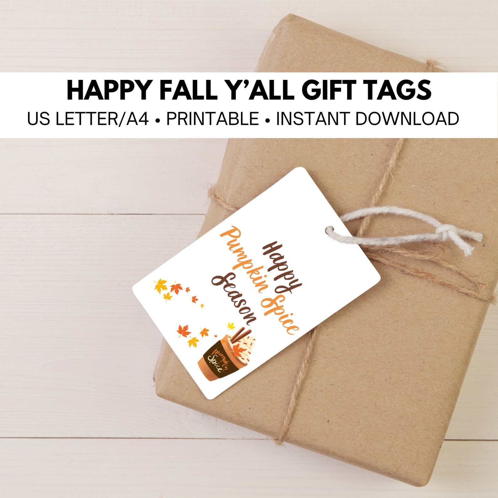 Happy Fall Y'all Gift Tags, Printable Pumpkin Spice Autumn Tags, Fall ...
