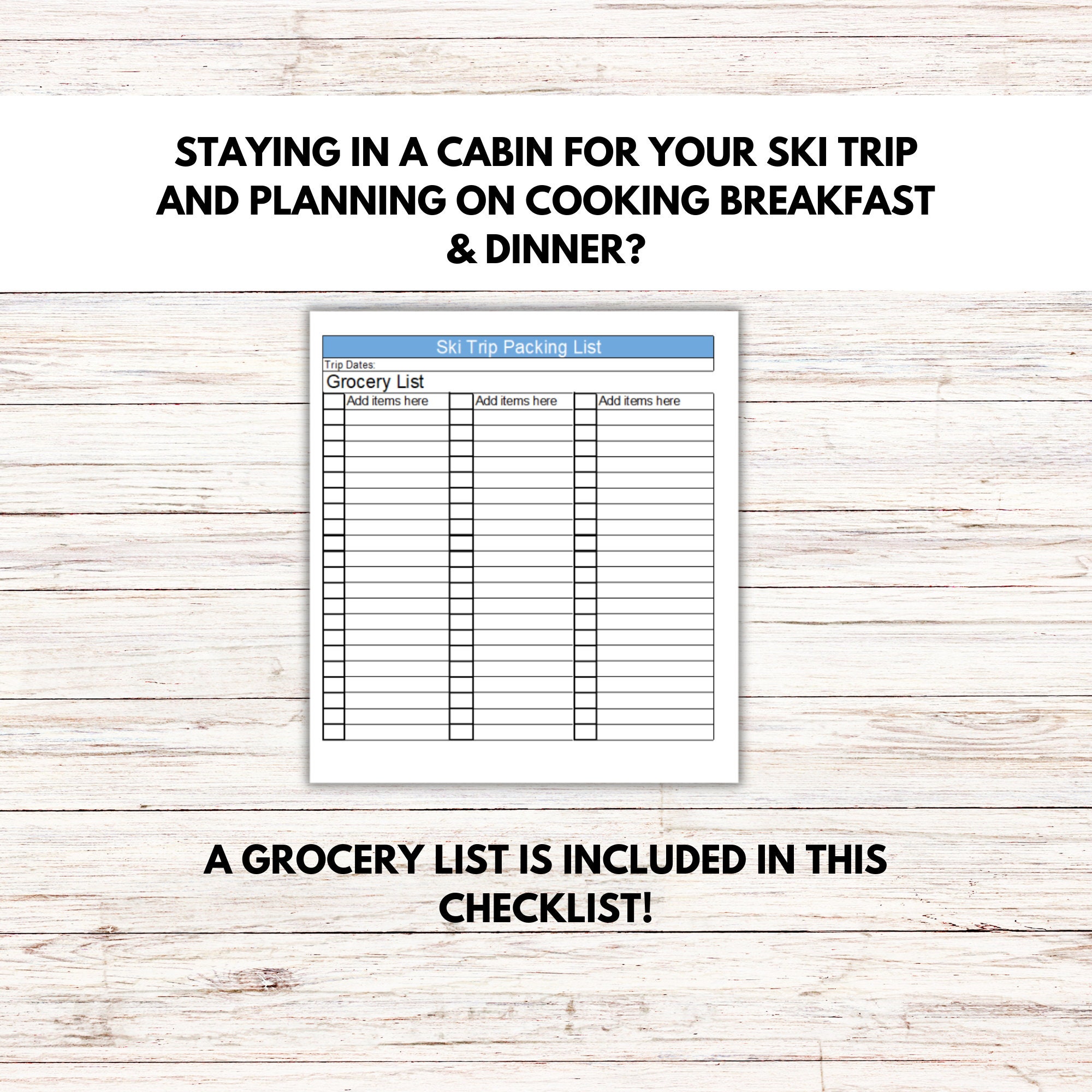 Ski Trip Packing List, MS Excel, Digital Checklist, Family Vacation - Etsy