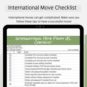 PCS Moving Checklist Binder Printable CONUS and International - Etsy