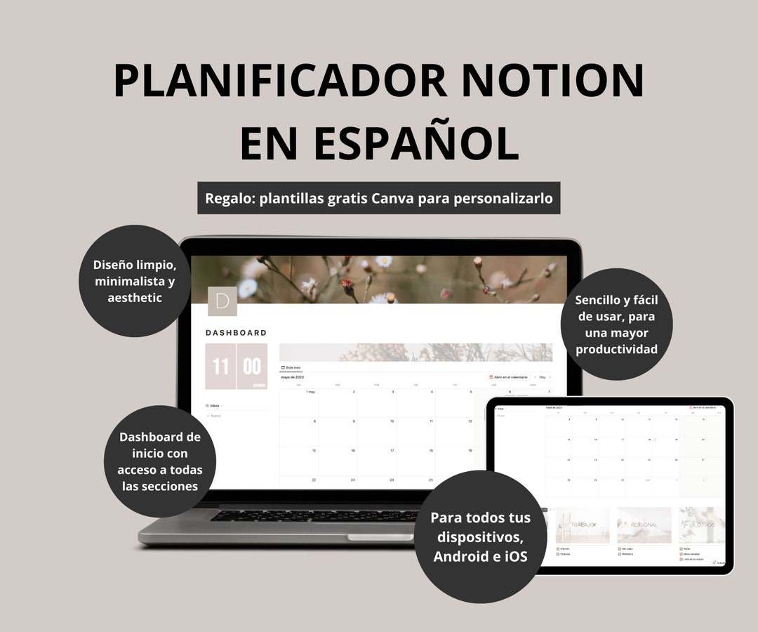 Notion Planner in Spanish Notion Agenda Notion Organizer - Etsy
