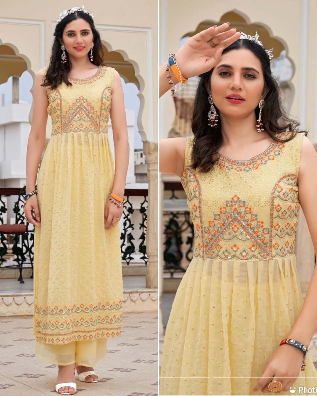Beautiful Gown With Matching Dupatta Georgette Silk With Heavy ...