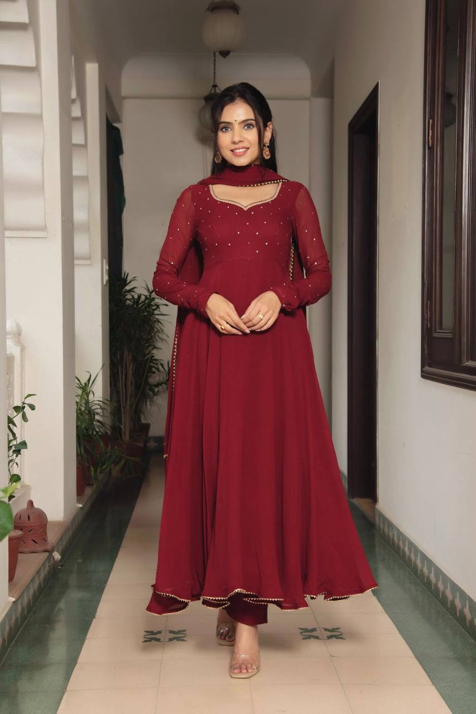Presenting New Anarkali Faux Georgette Gown With Fully Flair and Full ...
