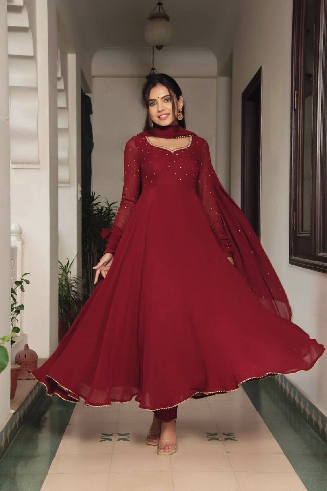 Presenting New Anarkali Faux Georgette Gown With Fully Flair and Full ...