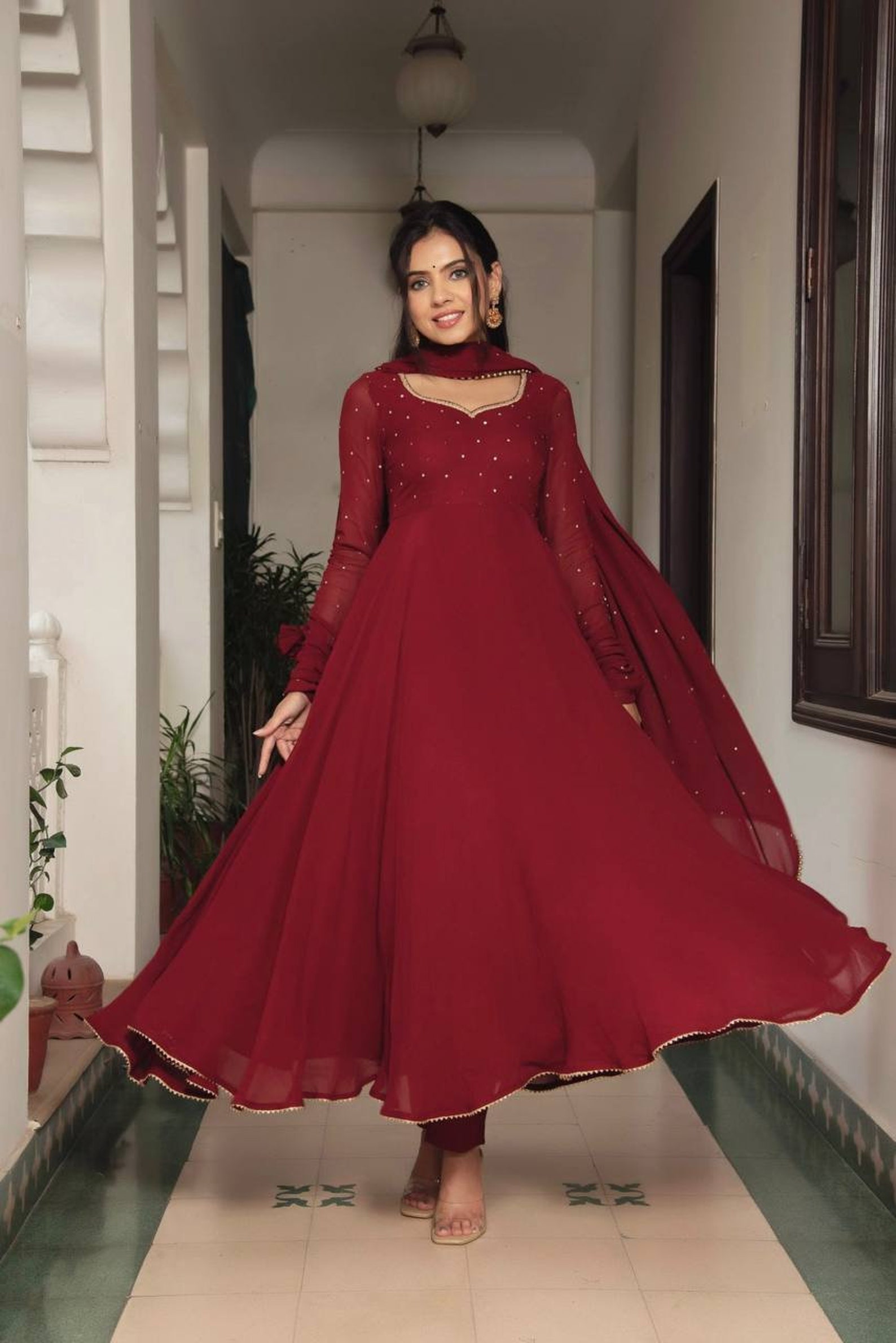Presenting New Anarkali Faux Georgette Gown With Fully Flair and Full ...