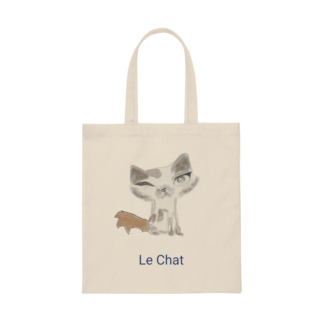 Le Chat Cat Art Canvas Tote Bag - Etsy