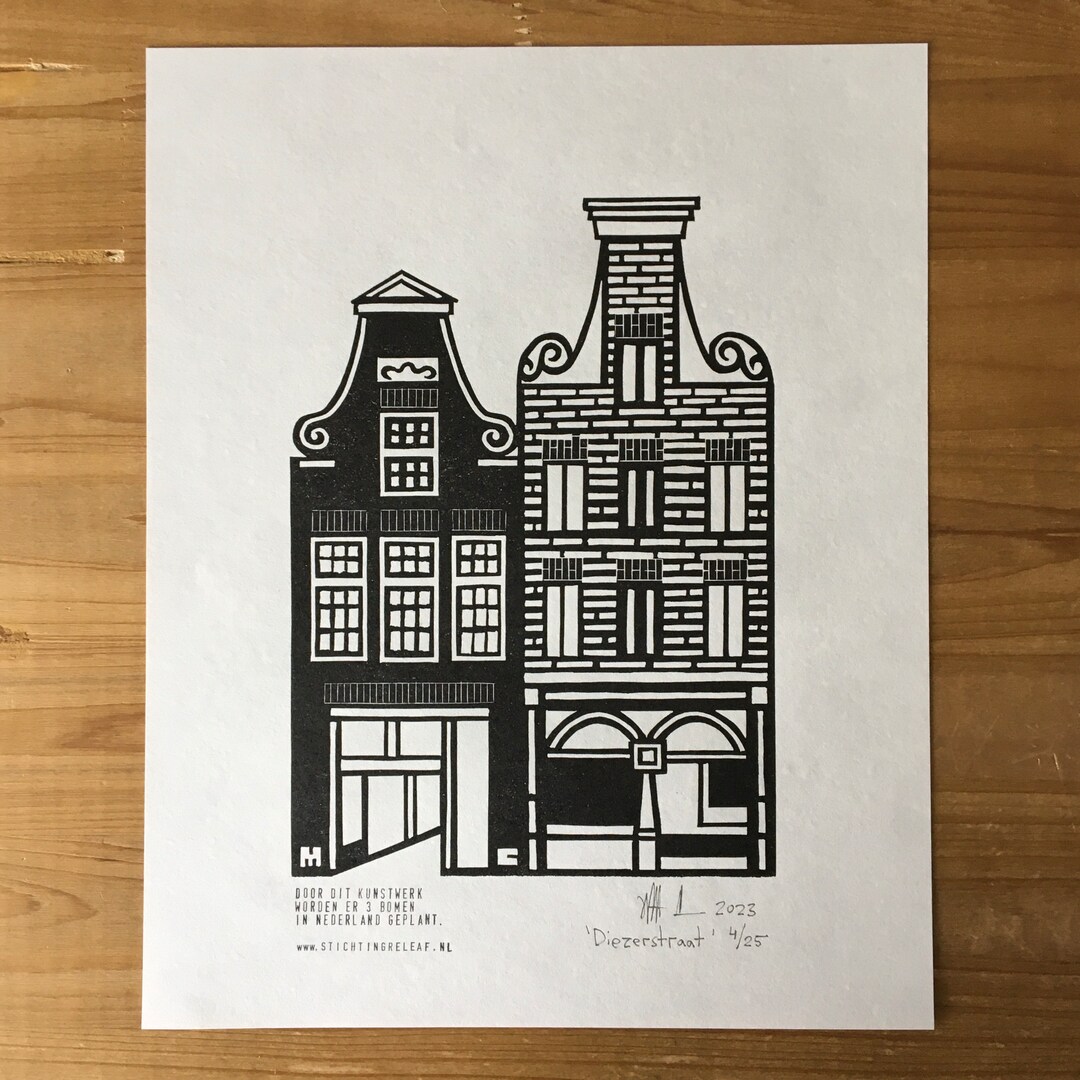 Diezerstraat Linocut Print - Etsy