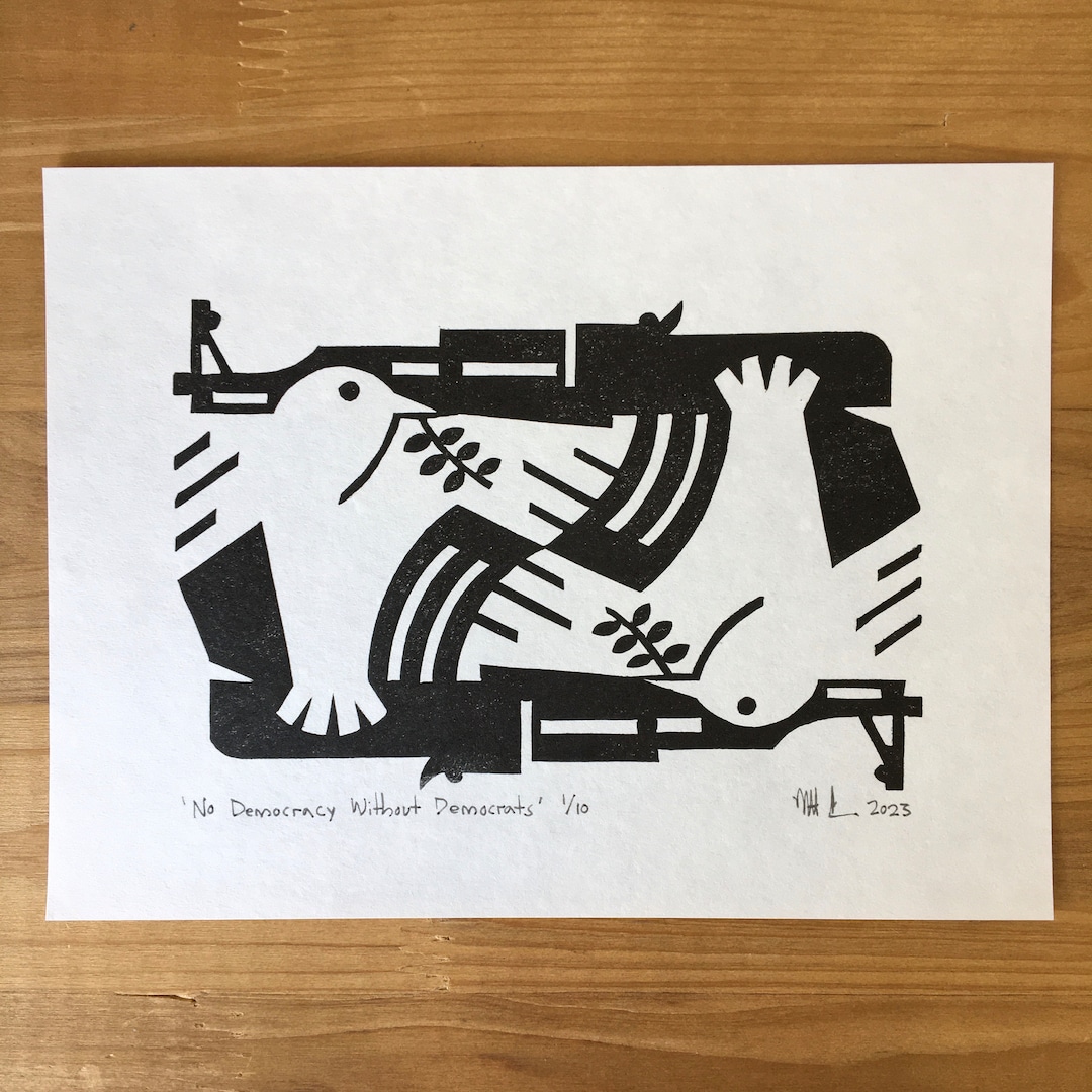 No Democracy Without Democrats Linocut Print - Etsy