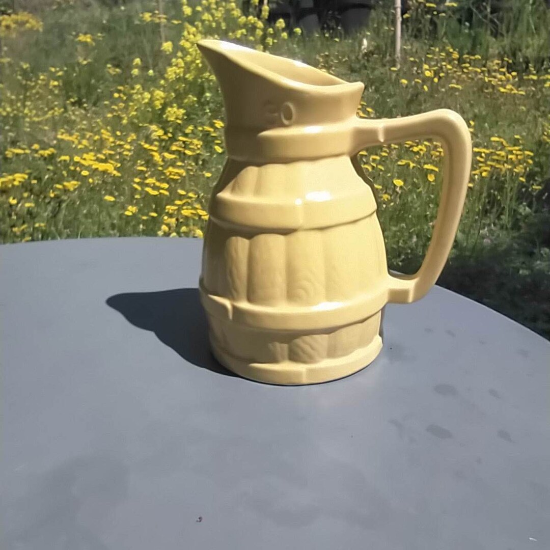 Rare Yellow Barrel Bistro Pitcher - Etsy